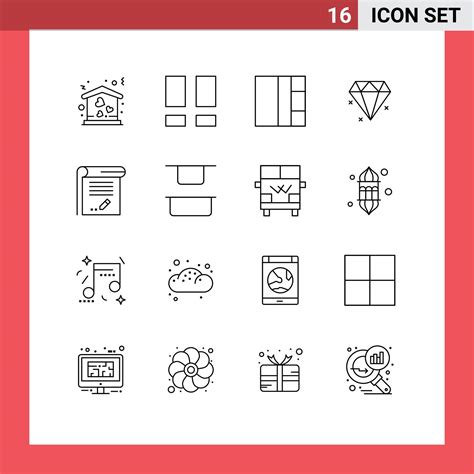 16 Creative Icons Modern Signs And Symbols Of Distribute Note Grid Knowledge Document Editable