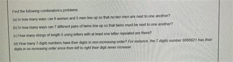 solved find the following combinatorics problems a in how