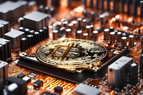 Bitcoin Symbol Over A Microprocessor In A Motherboard Stock Illustration Illustration Of