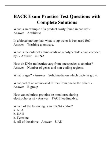 Bace Exam Practice Test Questions With Complete Solutions Bace Stuvia Us
