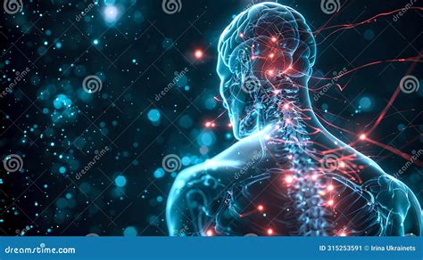 Digital Human Anatomy Illustration Neural Connections And Data Concept Futuristic