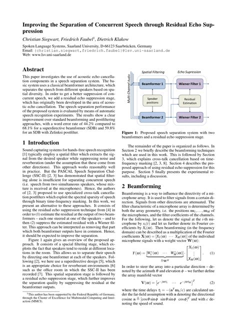 Pdf Improving The Separation Of Concurrent Speech Through Acoustic