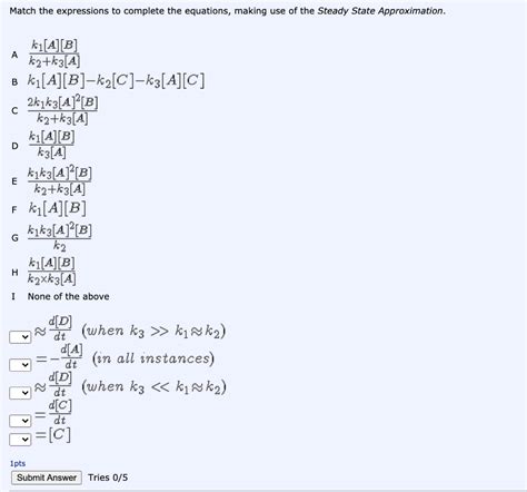 Solved Chemical Kinetics Steady State Approximation