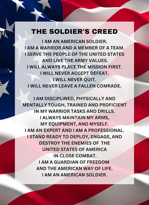 The Soldiers Creed Wall Art Print Patriotic T 8x10 Etsy