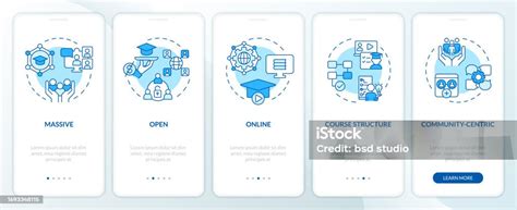 2d Walkthrough Mooc With Blue Icons Stock Illustration Download Image Now Academic Degree