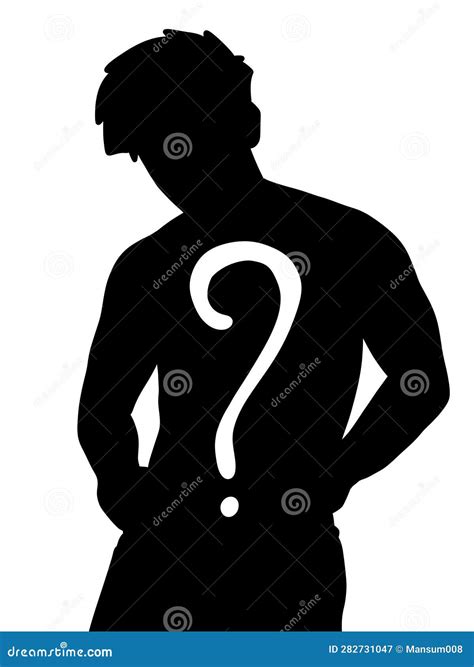 Man With The Question Mark On His Head Stock Illustration Illustration Of Striped People