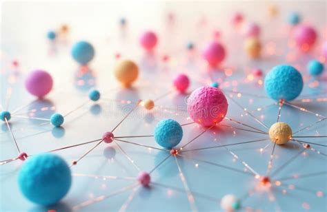 Colorful Spheres Interconnected By Glowing Lines Create Vibrant Digital Network Modern Tech