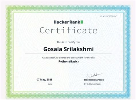 Sri Lakshmi On Linkedin Hackerrank