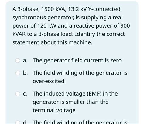 solved a 3 phase 1500 kva 13 2 kv y connected synchronous generator