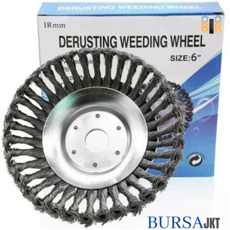 DERUSTING WEEDING WHEEL 6 INCH MATA GERINDA PEMOTONG RUMPUT FULL KAWAT ...