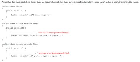 Solved Assume That Class Shape Is As Follows Classes Circle