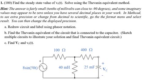 solved 1 100 find the steady state value of vc t solve