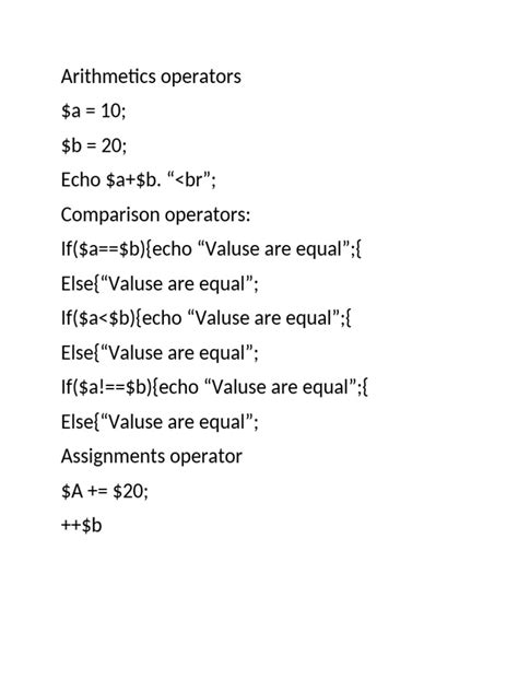 Arithmetics Operators Pdf