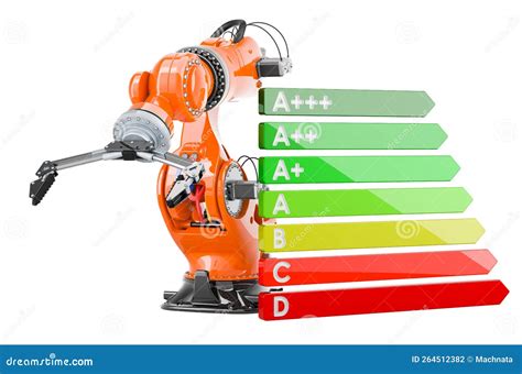 Robotic Arm With Energy Efficiency Chart D Rendering Stock Illustration Illustration Of