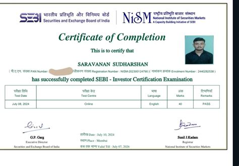 Sudharshan S On Linkedin I Am Glad To Inform That I Have Completed Nism Investors Certification