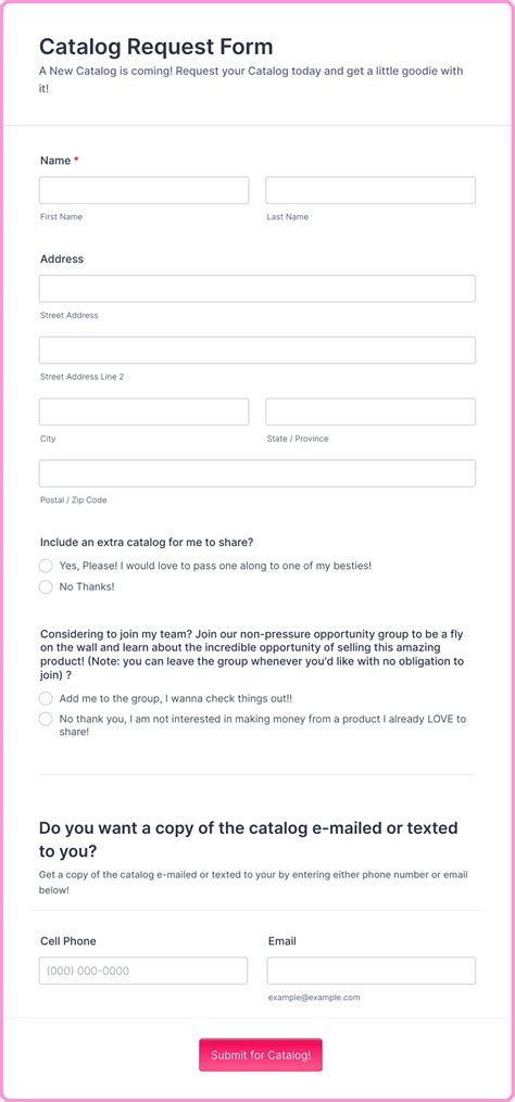 catalog request form template jotform