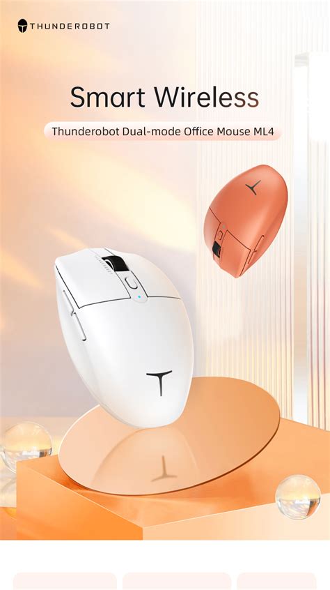Thunderobot Ml4 Dual Mode Office Mouse 2 4g Wireless Bluetooth Rechargeable Noise Reduction