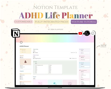 Notion Template Adhd Life Planner Notion Dashboard Adhd Life Planner