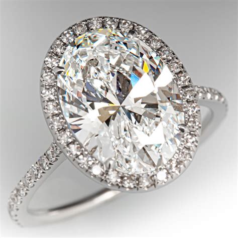 Hidden Halo Oval Diamond Engagement Ring 18k White Gold 356ct Gvs2 Gia