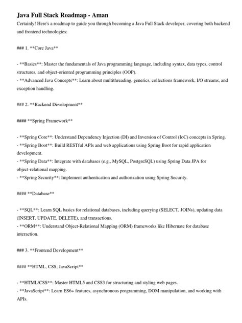 Java Full Stack Roadmap Aman Pdf Databases Systems Engineering