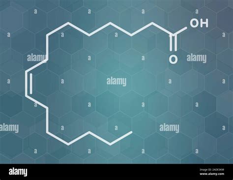 Palmitoleic Acid Omega 7 Fatty Acid Molecule White Skeletal Formula