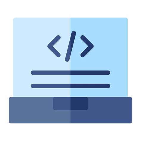 Isolated Programming In Flat Icon On White Background Coding Laptop Script Vector