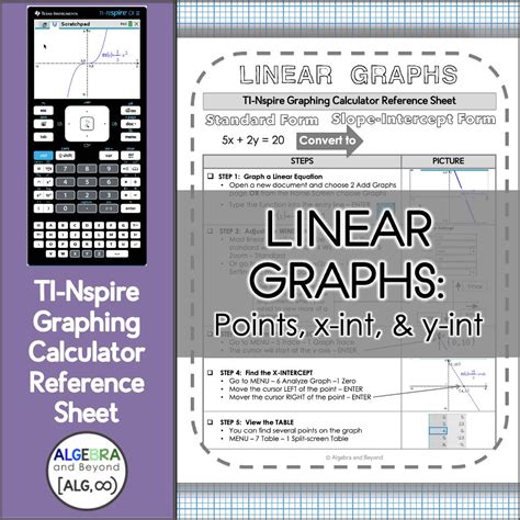 Graph Linear Equations Ti Nspire Calculator Reference Sheets