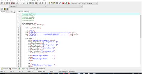 Contoh Program C Kalkulator Sederhana Tutorial Belajar Coding