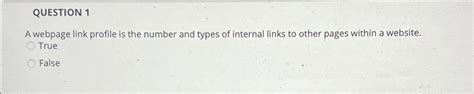 solved question 1a webpage link profile is the number and