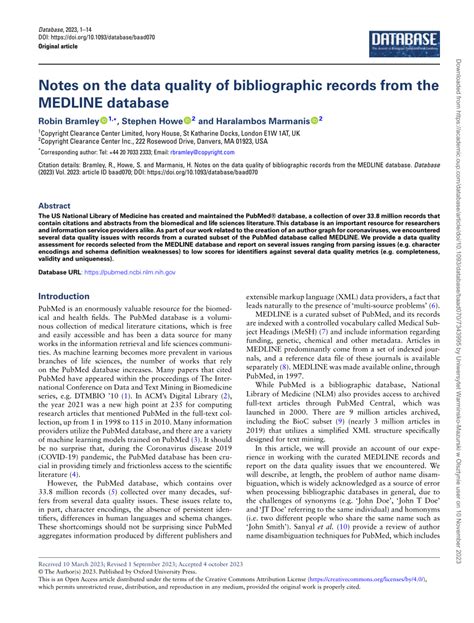 Pdf Notes On The Data Quality Of Bibliographic Records From The