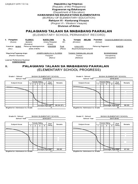 Deped Form 137 E Pdf Philippines Behavior Modification