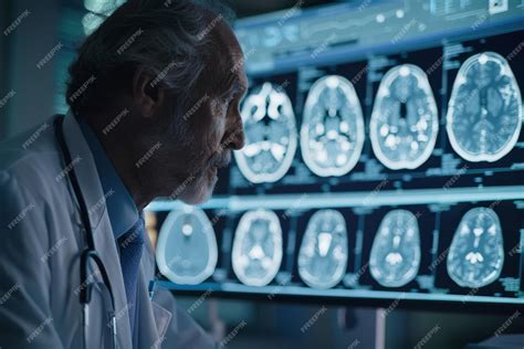 Doctor Analyzing Mri Images On Computer Screen Using Advanced