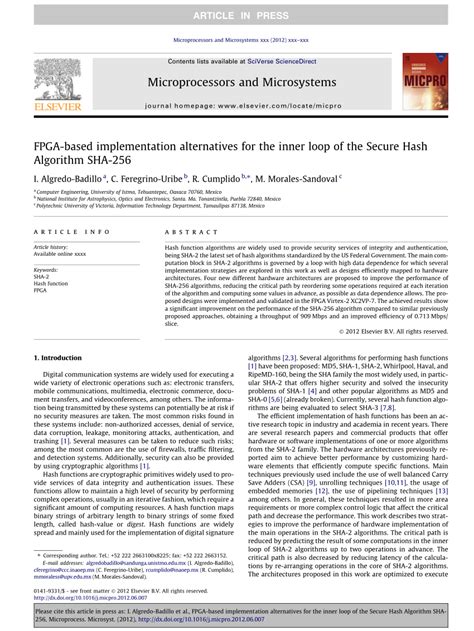 Pdf Fpga Based Implementation Alternatives For The Inner Loop Of The