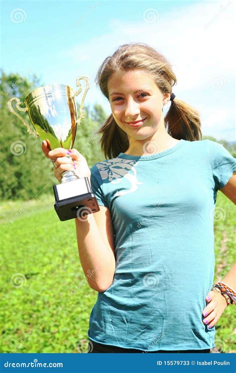 Girl With Trophy Stock Image Image Of Person Sport 15579733