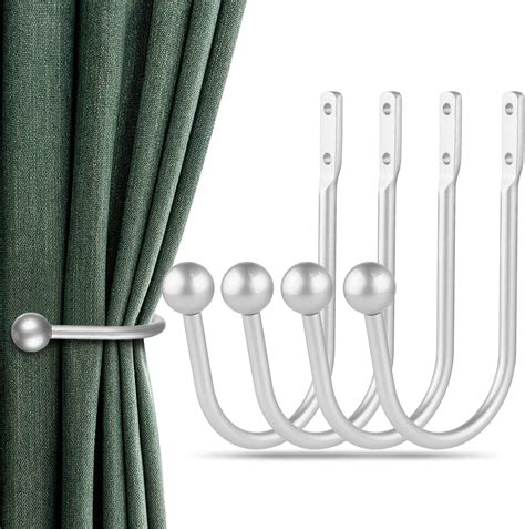 Hion Curtain Holdbacks Silver 2pcs Curtain Tiebacks Wall