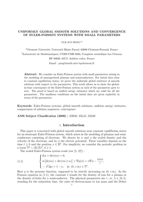 Pdf Uniformly Global Smooth Solutions And Convergence Of Euler