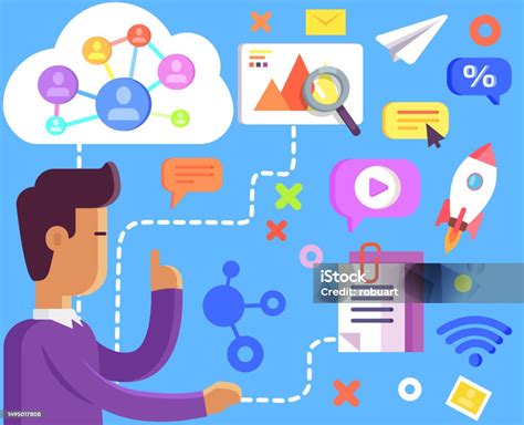 소셜 미디어에서 공유하는 사람 인터넷 앱 사인 세트 사용자가 컴퓨터 네트워크 기호와 상호 작용합니다 가정 생활에 대한 스톡 벡터 아트 및 기타 이미지 Istock