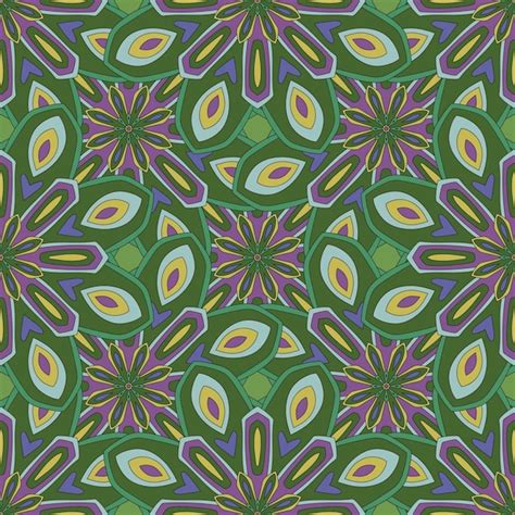 Premium Vector Abstract Seamless Pattern With Mandala Flower Mosaic Tile Floral Background