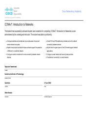 CCNAv Introduction To Networks Course Completion Skills Course Hero