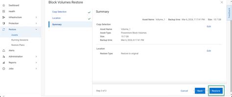 Restoring To Original Primary PowerStore Array From The Cyber Recovery Vault Dell PowerProtect