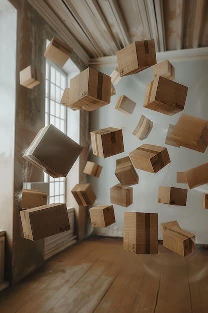 Premium Photo Wooden Blocks Floating In A Room Suitable For Creative