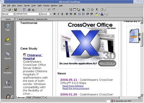 will microsoft frontpage 2000 run on mac or linux codeweavers