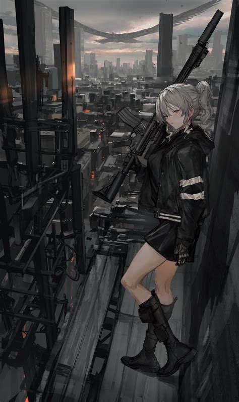 Anime Girl With Gun Wallpaper