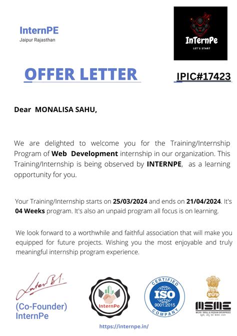 Monalisa Sahu On Linkedin Intern At Internpe