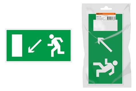 Знак “Направление к эвакуационному выходу налево вниз” 350х124мм для ССА инд упаковка Tdm