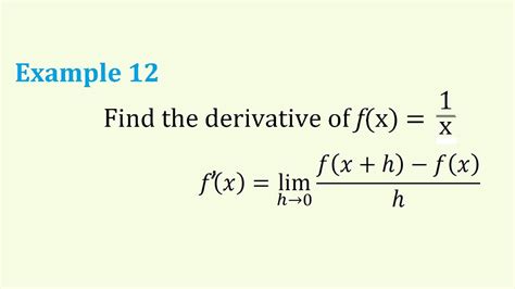 Class 11 Chapter 12 Example 12 Find The Derivative Of F X 1 X Using