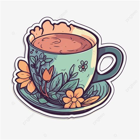 만화 뜨거운 음료 스티커 Reskin 그림 데칼 클립 아트 벡터 고립 된 만화 차 컵 스티커 디자인 상표 Png 일러스트 및 벡터 에 대한 무료 다운로드 Pngtree