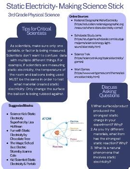 Static Electricity Making Science Stick By Kelsey Worth TPT