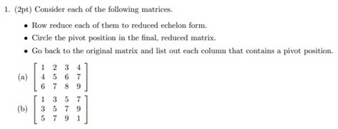 Solved 1 2pt Consider Each Of The Following Matrices
