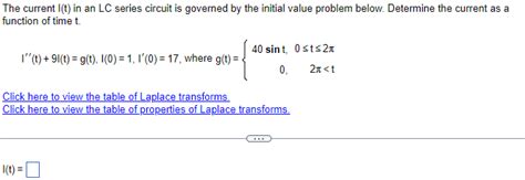 Solved The Current I T In An LC Series Circuit Is Governed Chegg Com